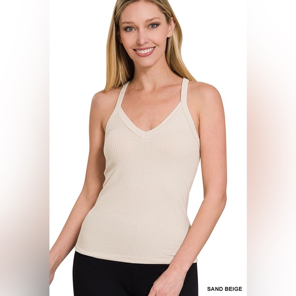 Zenana Outfitters | Tops | Sand Beige Ribbed Crop Cami | Poshmark